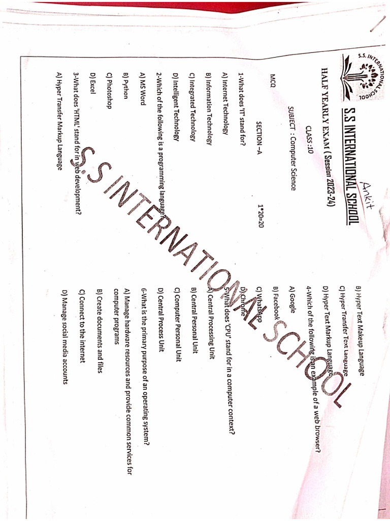 IT Sample Paper | PDF