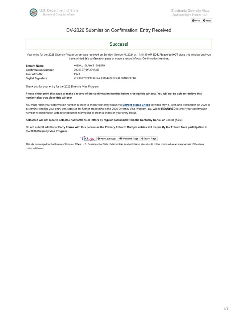 Ebm 141 Mosha Dv2026 Confrimation Number | PDF