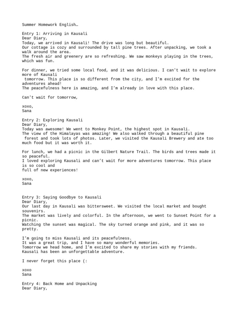 My Diary Entries | PDF