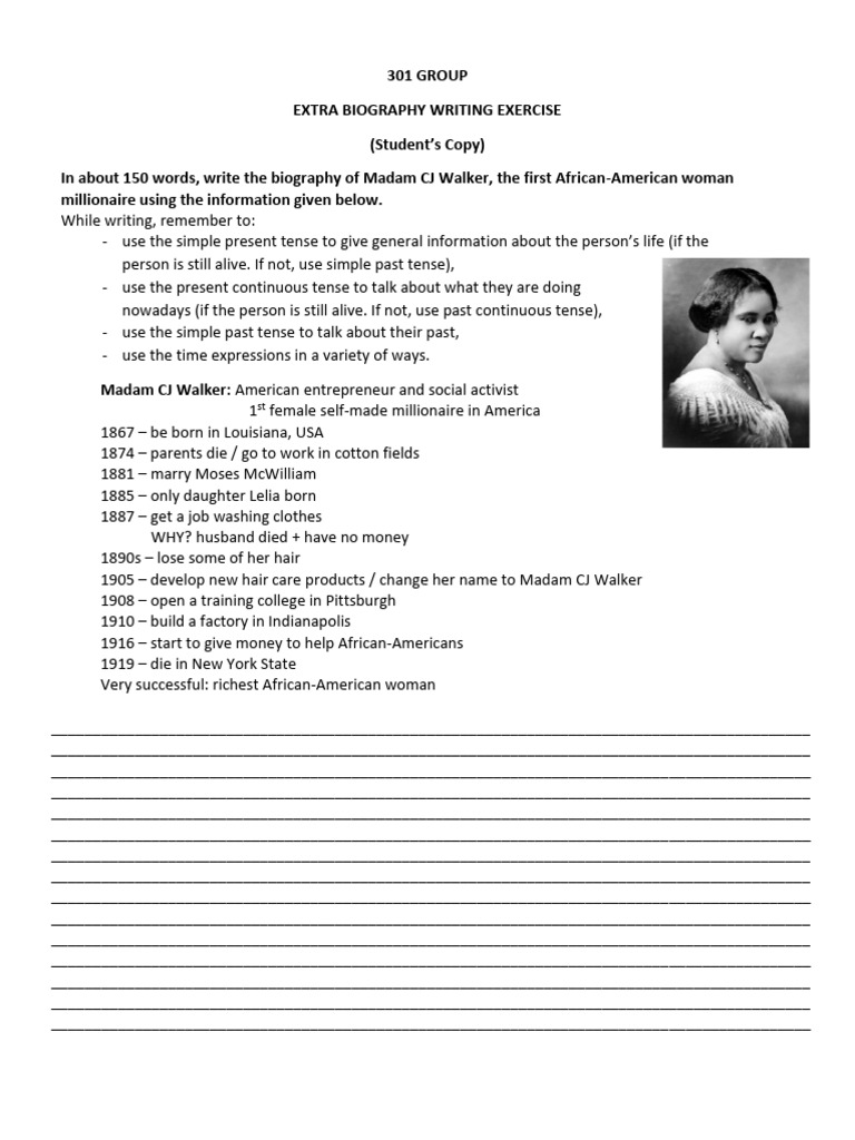 301-WHO-Extra Biography Exercise Ss | PDF