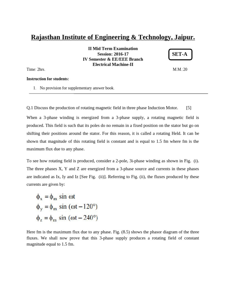 EM II Soluttion | PDF | Electric Motor | Electrical Impedance