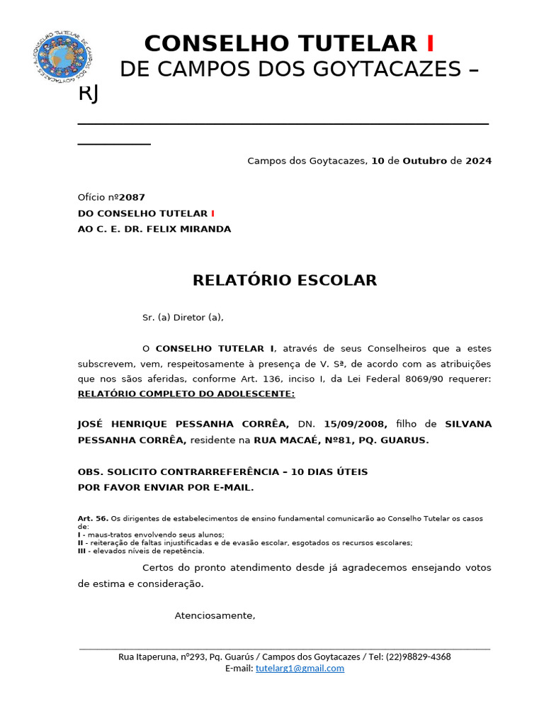 Relat - Escolar | PDF