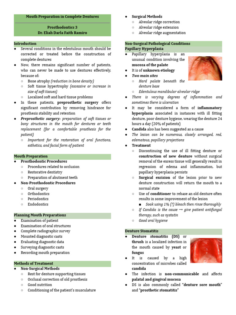 Mouth Preparation in Complete Dentures | PDF | Dentures | Dentistry ...