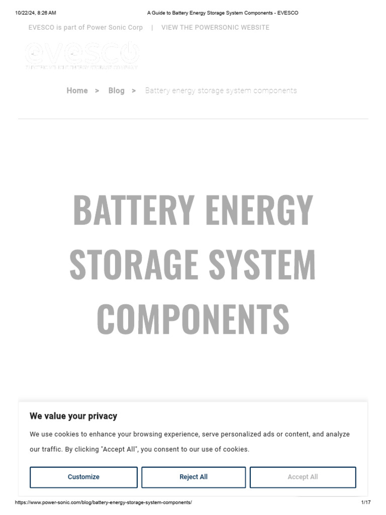 A Guide To Battery Energy Storage System Components - EVESCO | PDF ...