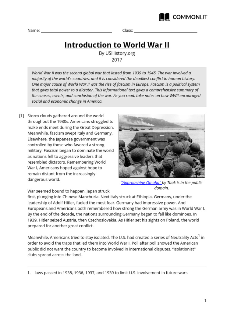 Introduction To WWII Article | PDF | Allies Of World War II | World War II