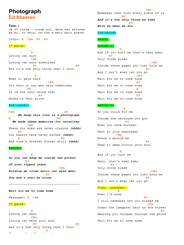 Ed Sheeran - Photograph | PDF