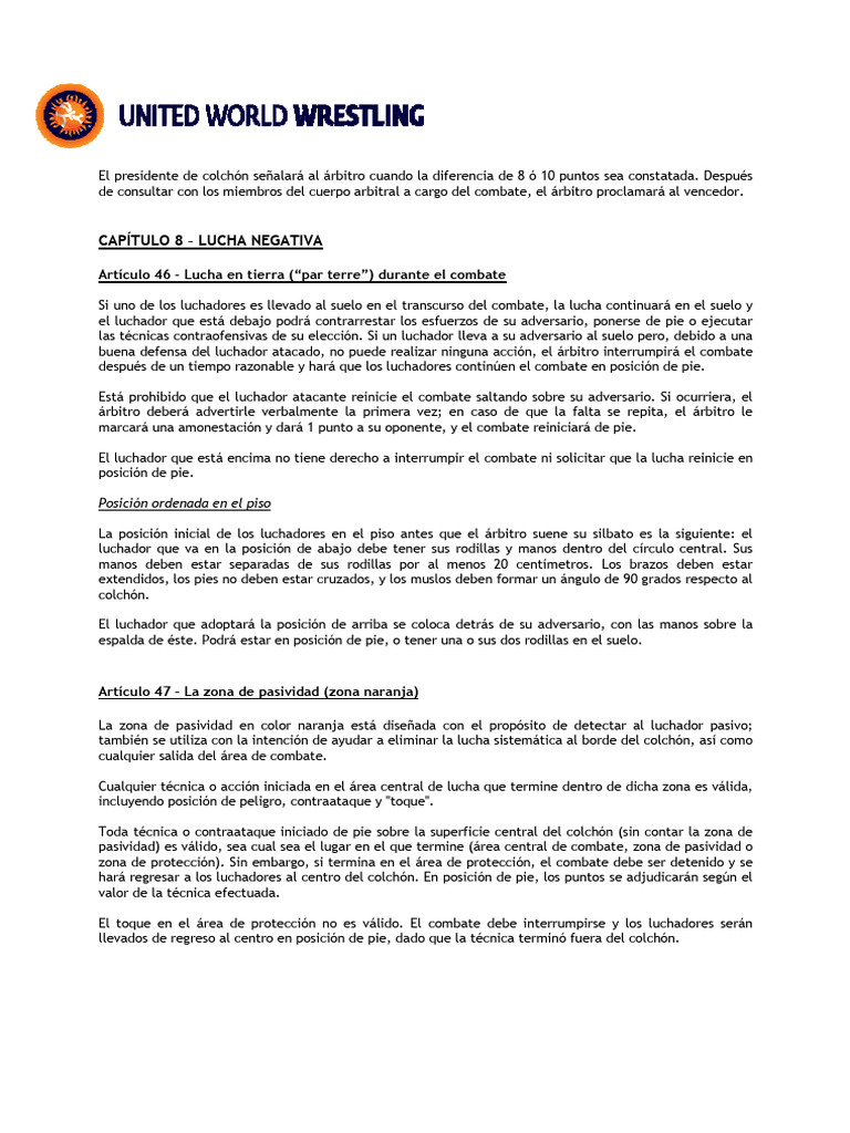 Reglas de la Lucha y Penalizaciones | PDF | Deportes de combate ...