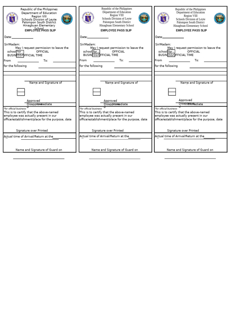 Lgu Form No. 2 Pass Slip | PDF | Government