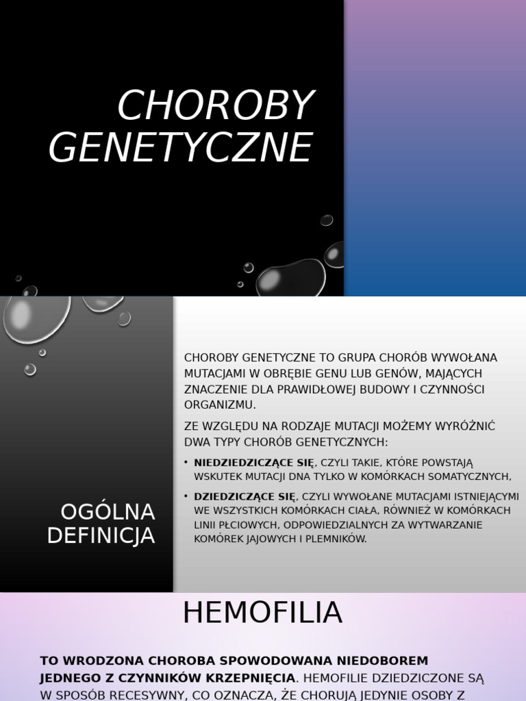 Choroby Genetyczne - Amelia Kawa, 1GO3 | PDF