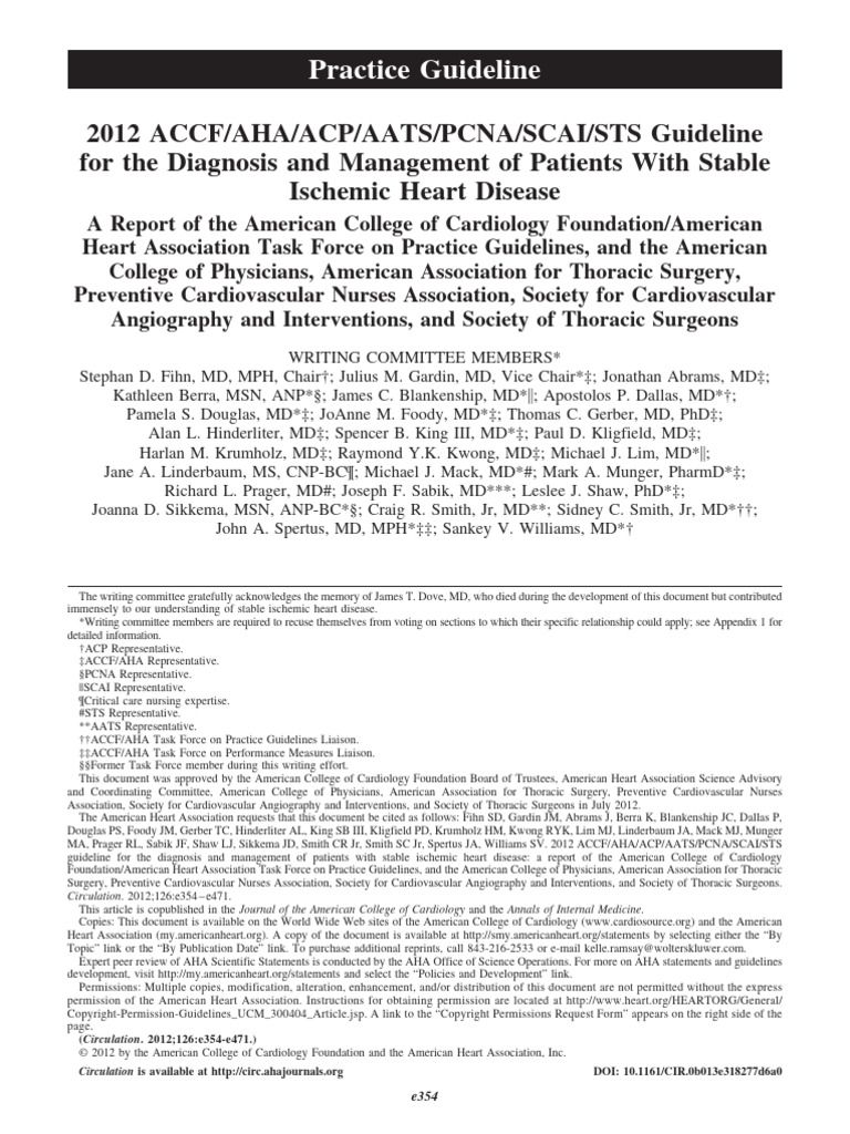 2012 AHA Stable IHD Full Text | PDF | Coronary Artery Bypass Surgery ...
