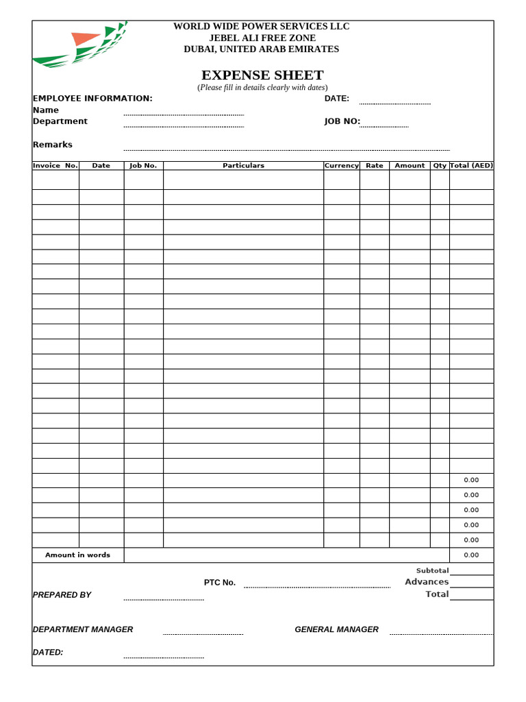 Expense Sheet | PDF