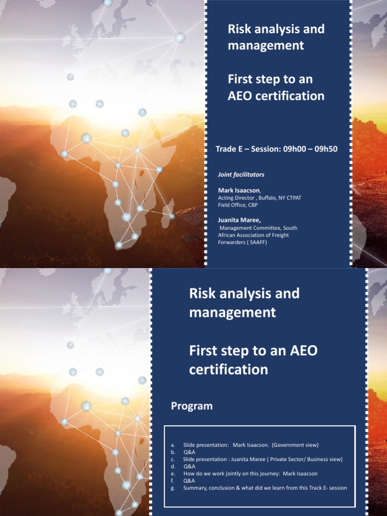 Risk Analysis and Management First Step To An AEO Certification | PDF ...