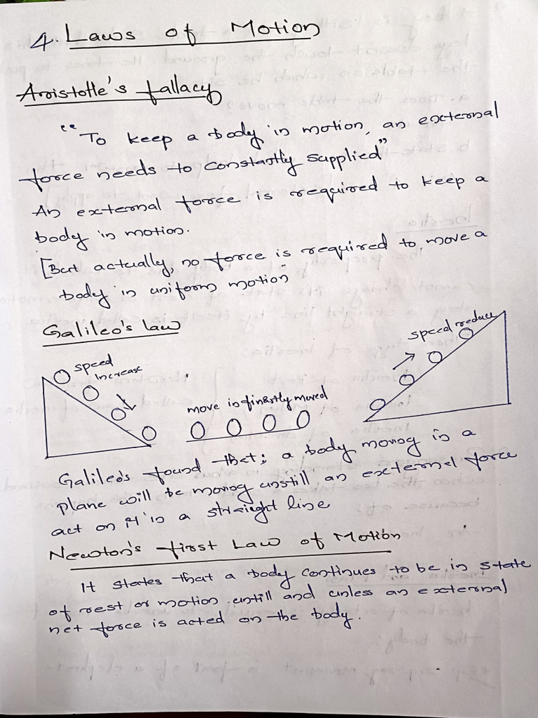 Laws of Motion Notes | PDF | Physics