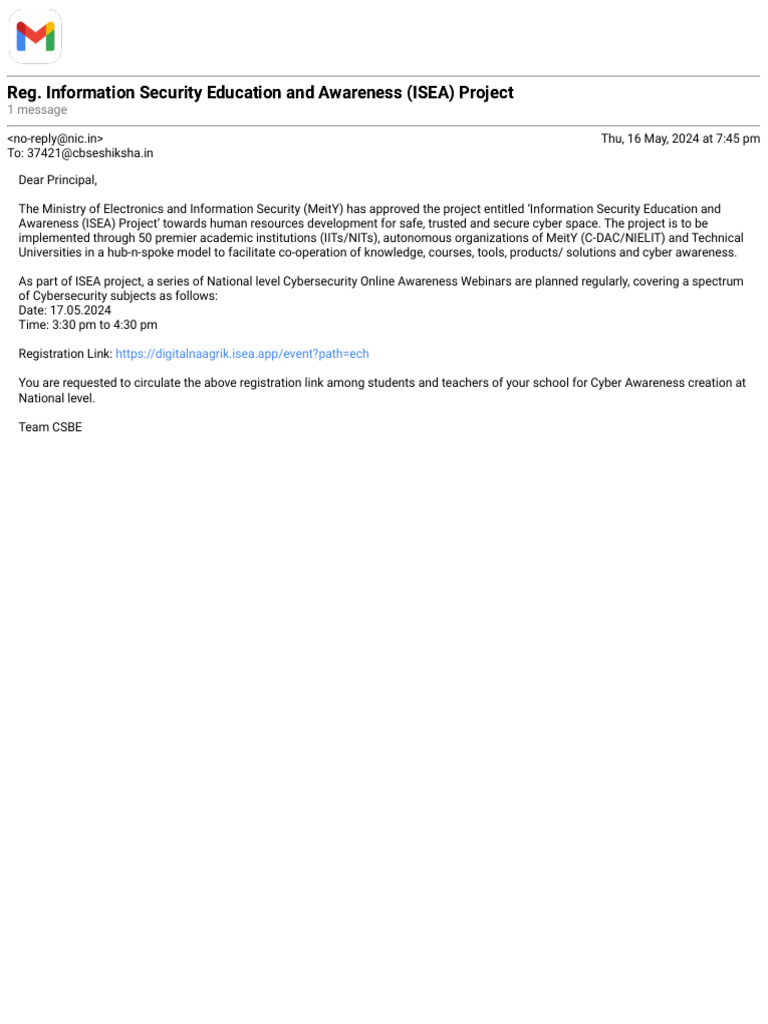 Information Security Education and Awareness (ISEA) Project | PDF