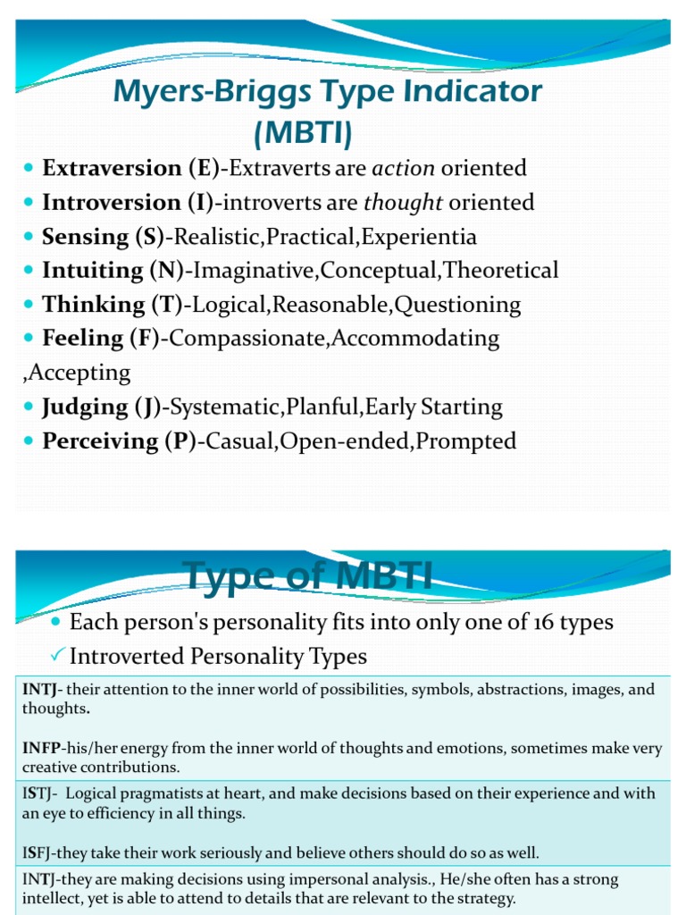 Myers-Briggs Type Indicator | PDF | Personality Type | Extraversion And Introversion