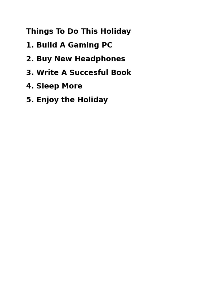 Holiday Plans Pdf
