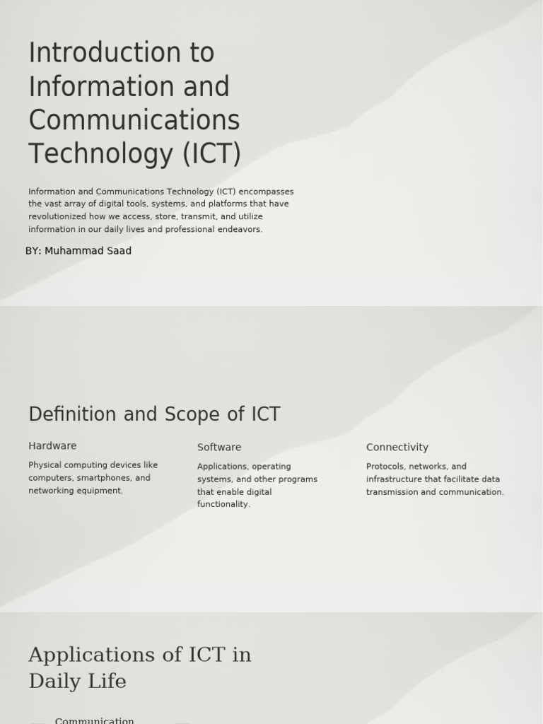 Introduction to Information and Communications Technology ICT | PDF ...