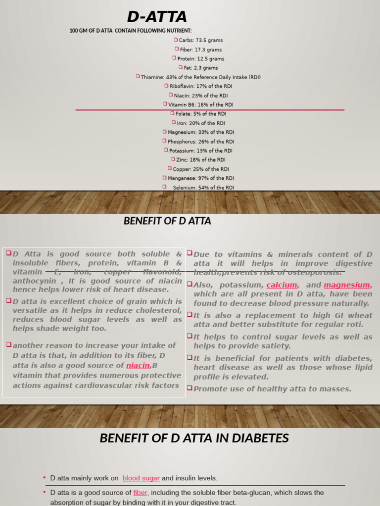 100 GM of D Atta Contain Following Nutrient | PDF | Dietary Fiber ...