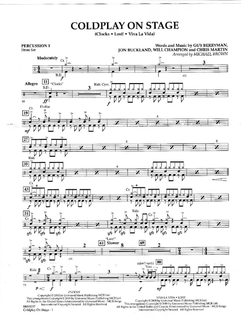 Coldplay On Stage - BATERIA | PDF