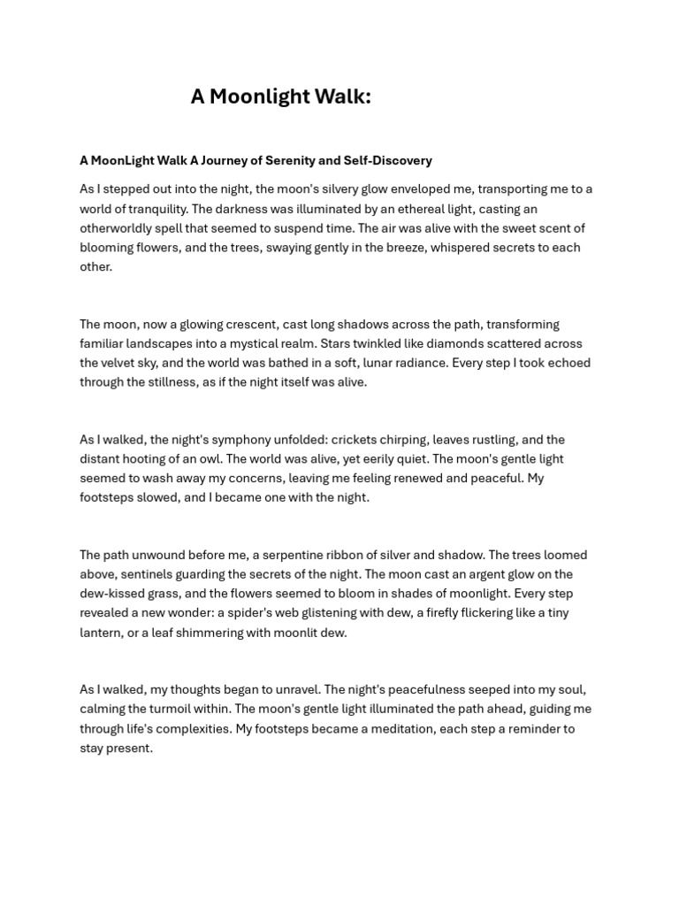Essay On A Moonlight walk | PDF