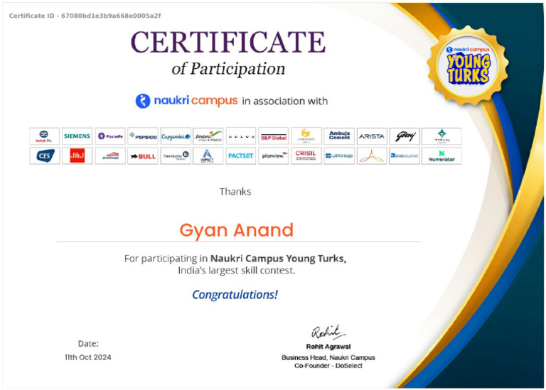 Certificate ID 67080bd1e3b9a668e | PDF