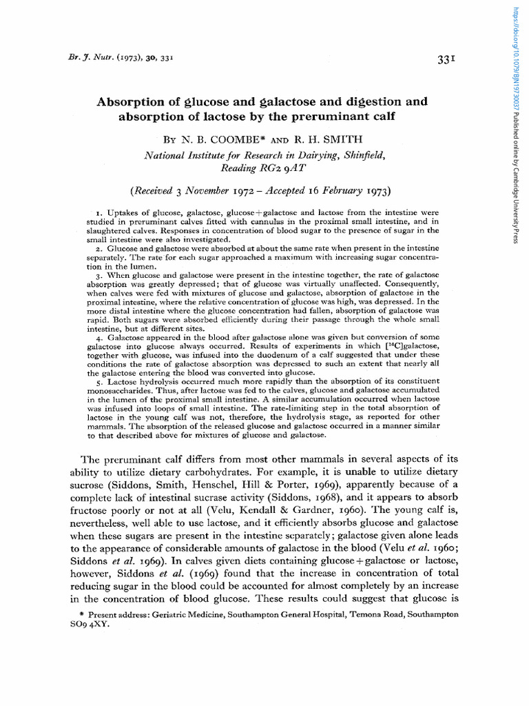 Absorption of Glucose and Galactose and Digestion and Absorption of ...