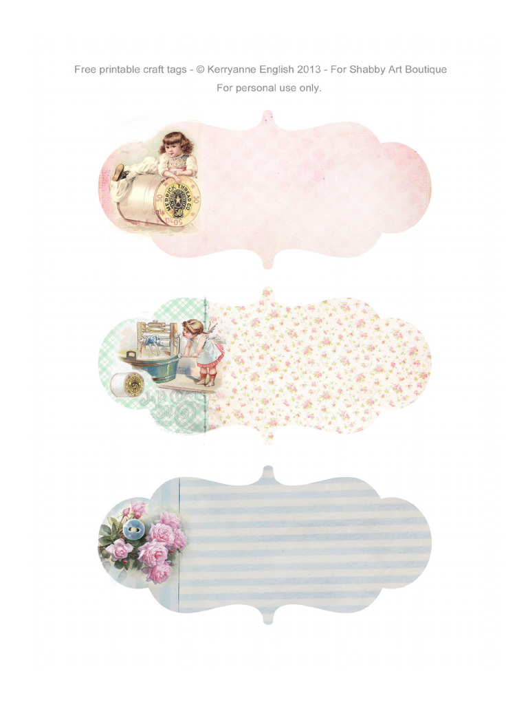 Printable Craft Room Tags by Shabby Art Boutique | PDF