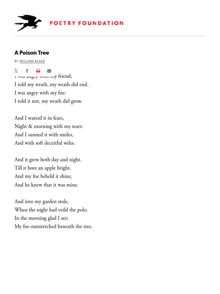 A Poison Tree - The Poetry Foundation | PDF
