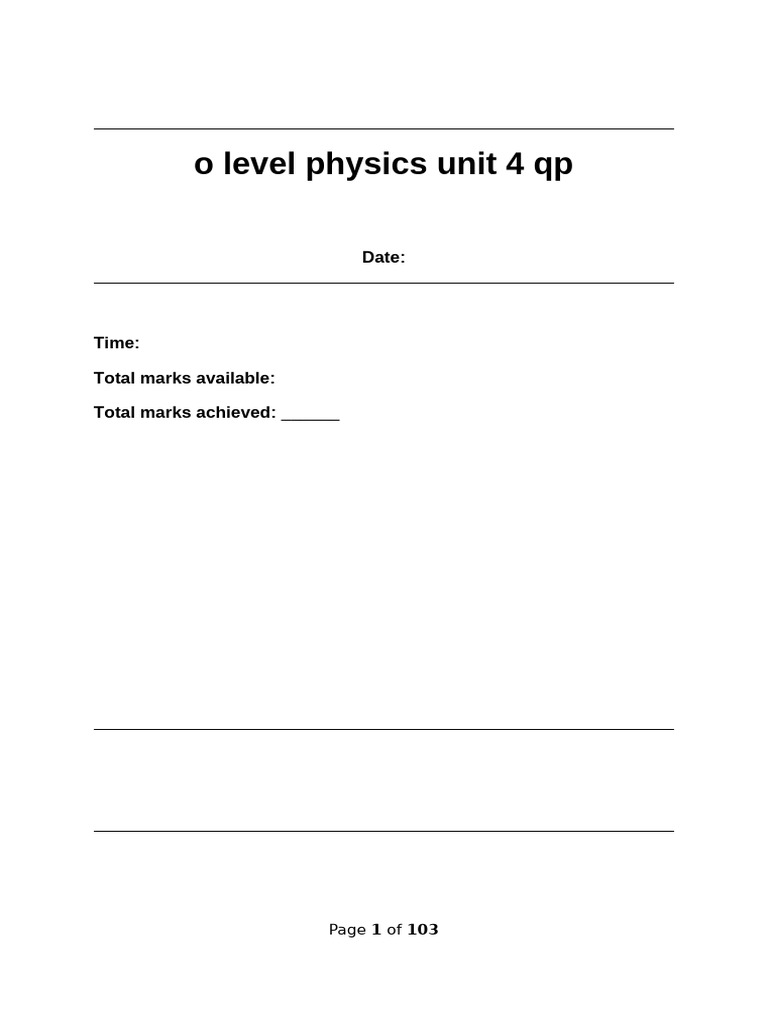 O Level Physics Unit 4 QP | PDF | Power Station | Electric Motor