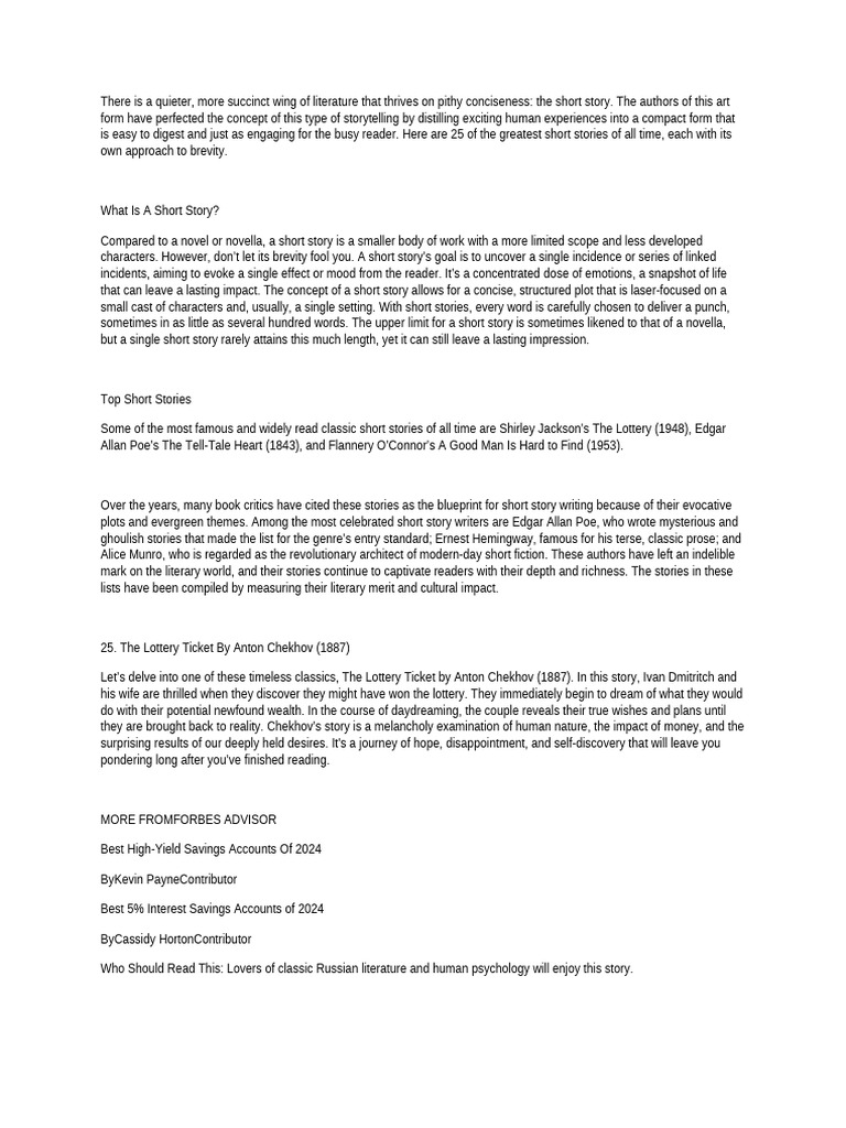 25 Must-Read Classic Short Stories | PDF | Gabriel García Márquez | The ...