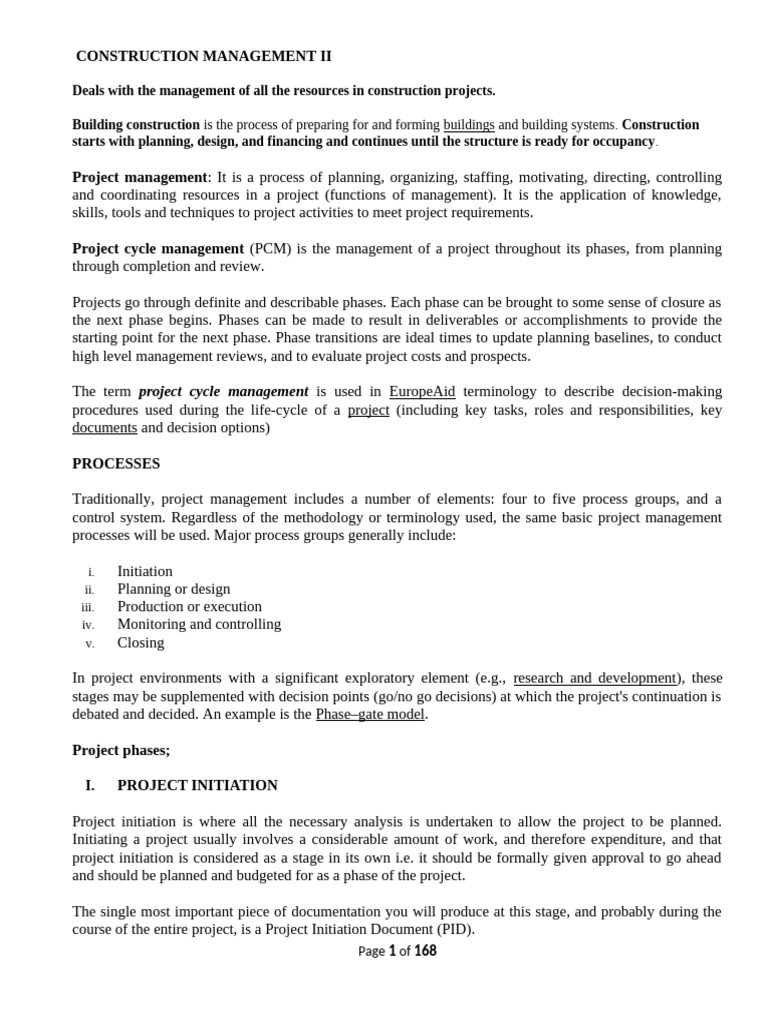 CONSTRUCTION MANAGEMENT II WHOLE Notes | PDF | Business | Production ...