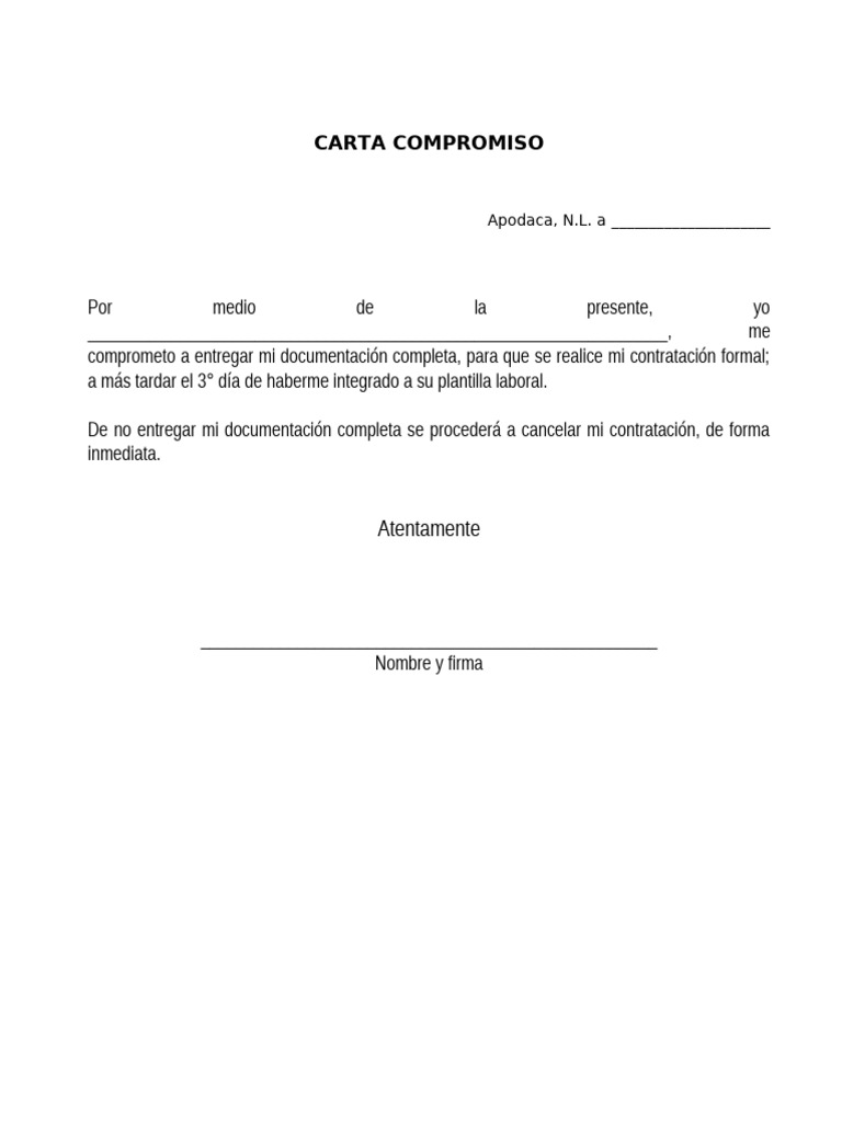 Formato de Carta Compromiso | PDF