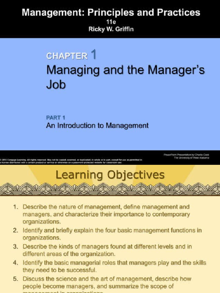 Lecture 01 Mnaging and The Manager's Job | PDF | Business | Economies