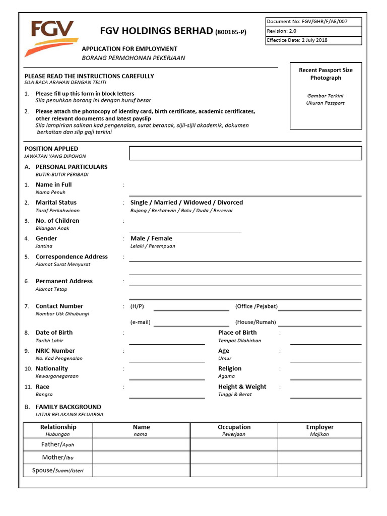 Application for Employment Form With Vaccination Declaration | PDF