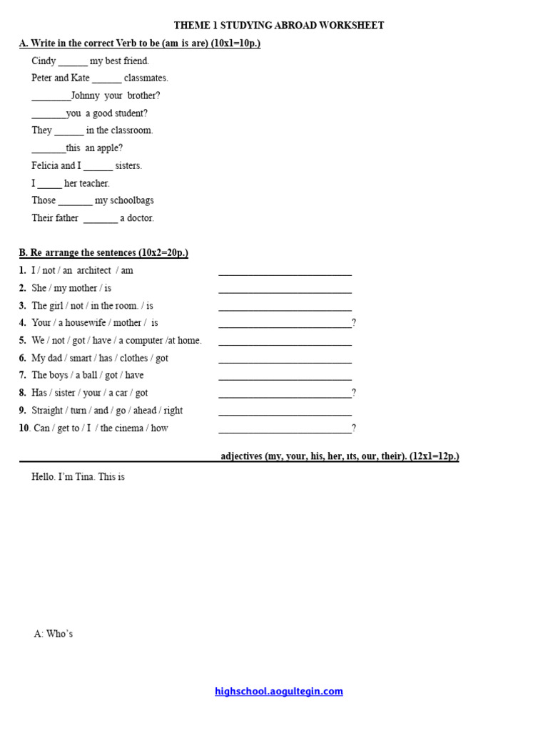 Studying Abroad Worksheet Exercises | PDF | Linguistic Morphology ...