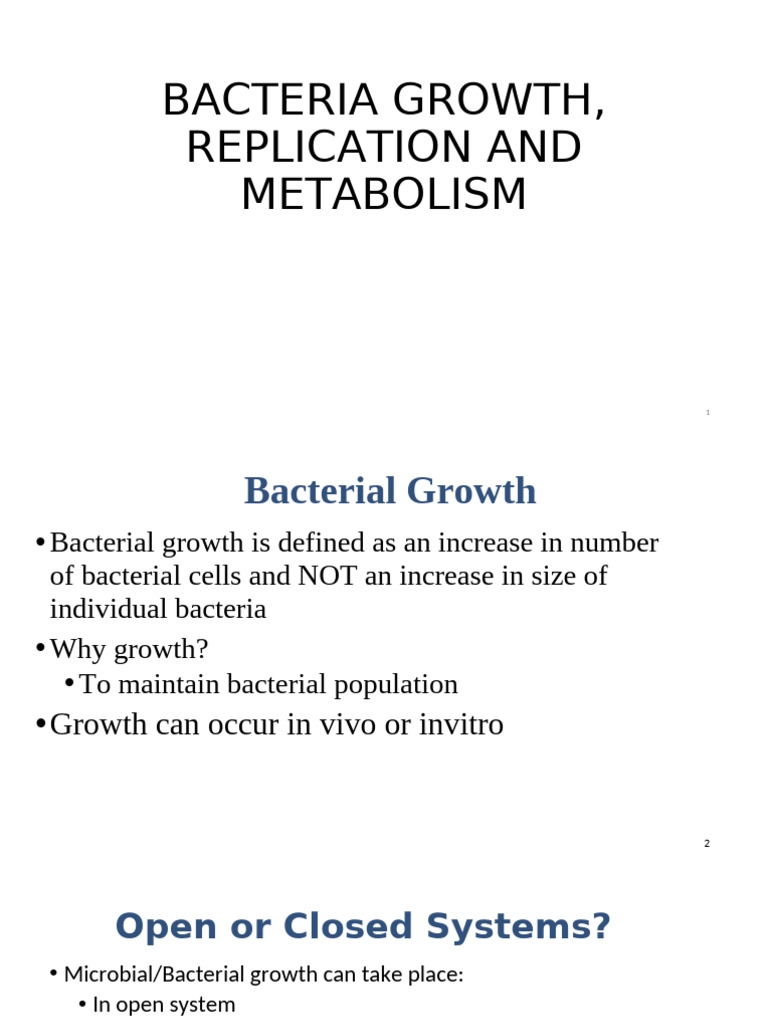 Lect 3 - Bacterial Growth - Replication & Metabolism 16 | PDF | Growth Medium | Bacteria