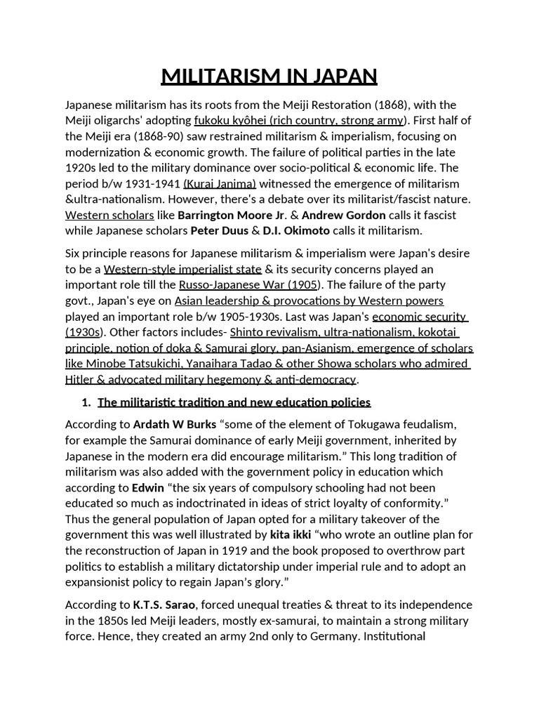 MILITARISM IN JAPAN Very Important | PDF | Empire Of Japan | Fascism