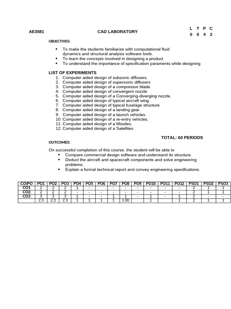 Cad Laboratory Course Overview Pdf