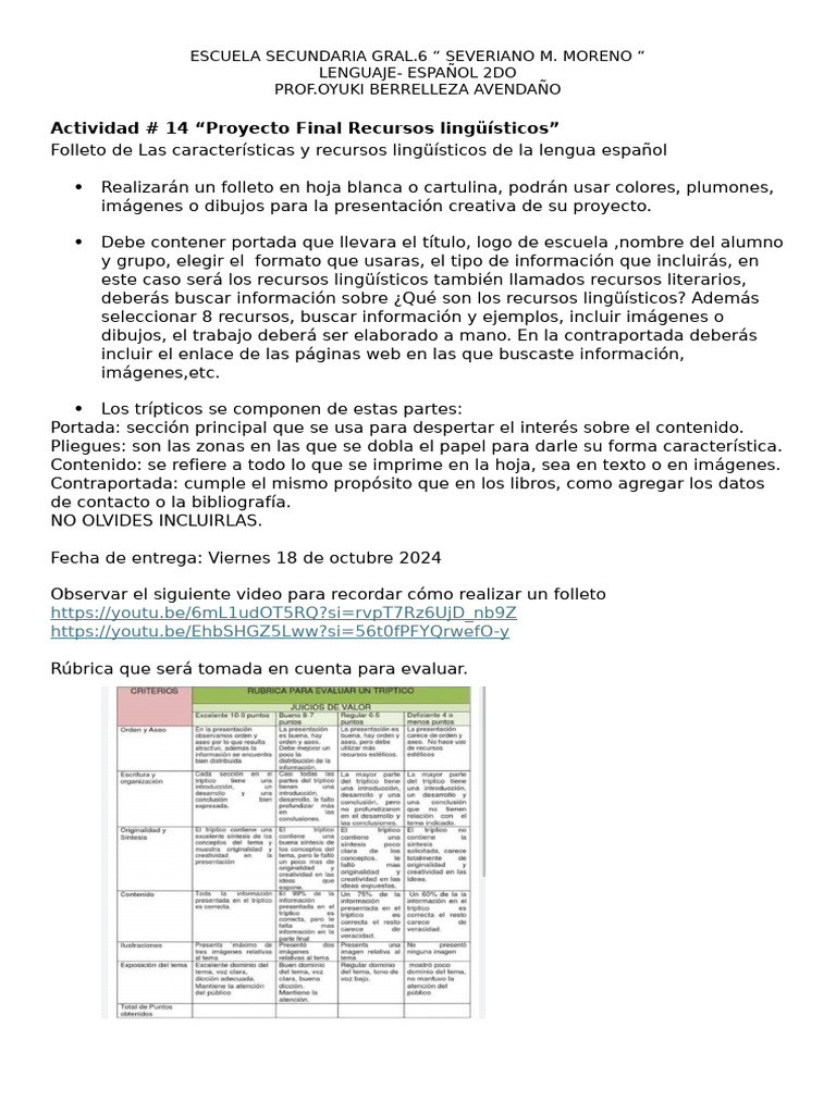 Español Oct Proyectofinal Act14 | PDF