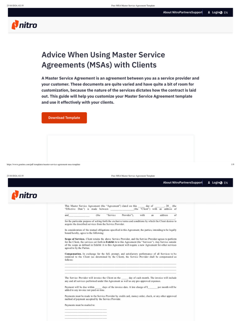 Free MSA Master Service Agreement Template | PDF | Business Law ...