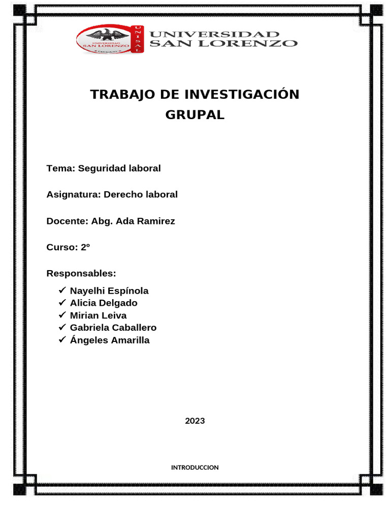 Derecho Laboral TP Grupal | PDF | Seguridad y salud ocupacional | Las condiciones de trabajo