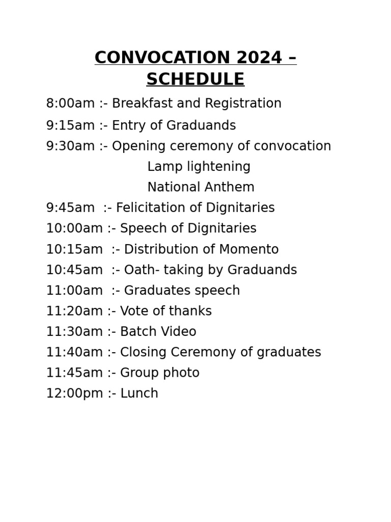 Convo Schedule | PDF
