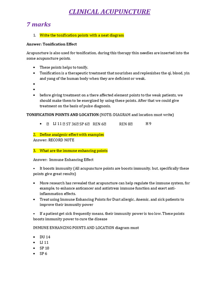 CLINICAL ACUPUNCTURE | PDF | Acupuncture | Clinical Medicine