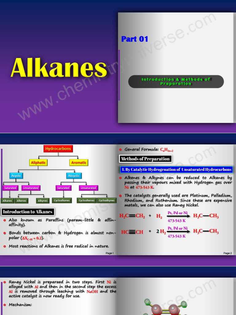 Alkanes-Part 1-Introduction & Methods of Preparation | PDF | Alkene ...