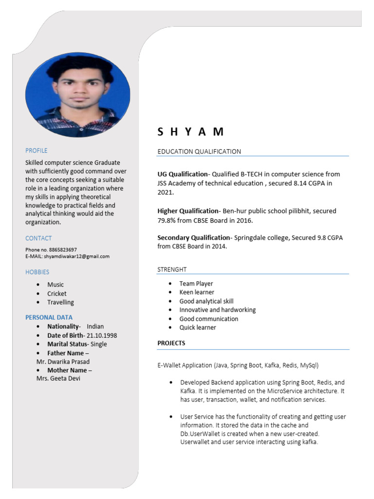 Shyam cv -1 | PDF | Cloud Computing | Software Engineering