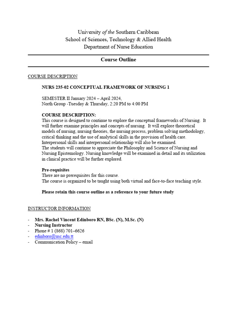 NURS 235 Nursing Conceptual Framework Outline | PDF | Critical Thinking ...