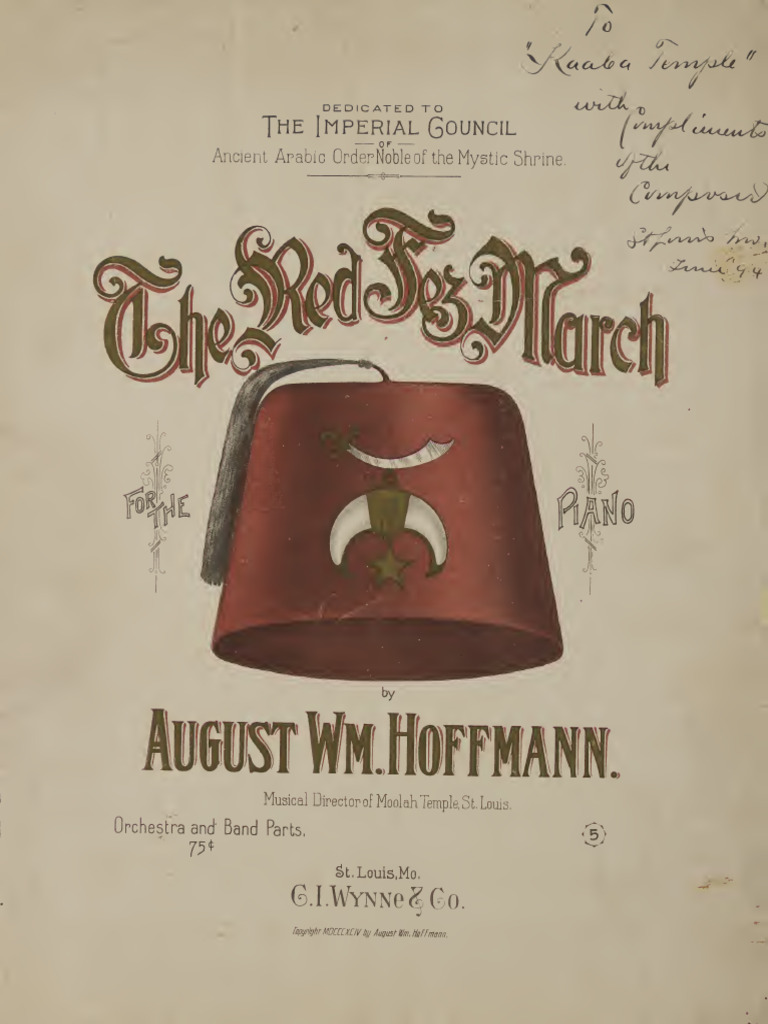 Hoffman A W - The Red Fez March For The Piano - 1894 | PDF | Waltzes