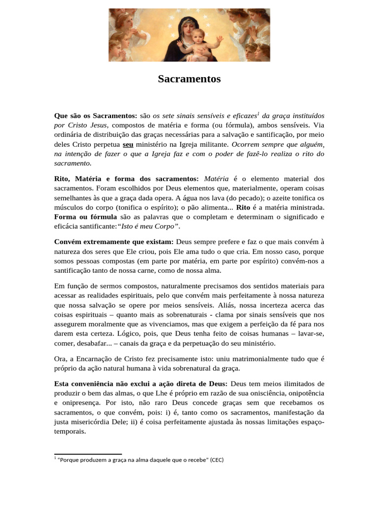 Matéria e Forma dos Sacramentos | PDF | Sacramentos | Batismo