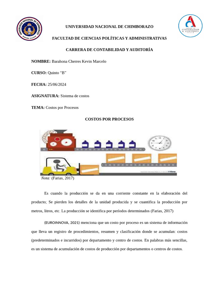 Costos Por Procesos | PDF | Costo | Contabilidad