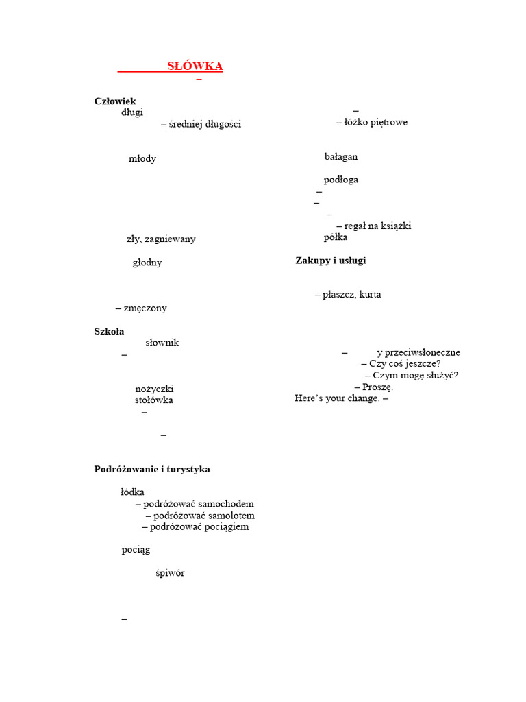 I ETAP SLOWKA Klasy III-IV | PDF